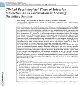 ‘Being with’ and ‘making psychological contact’ through Intensive ...