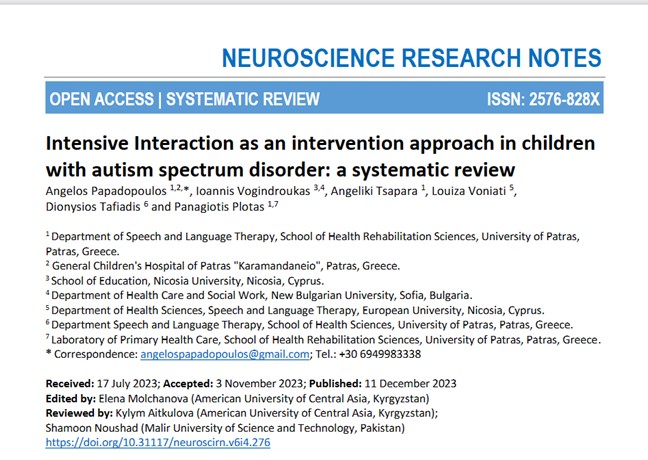 Intensive Interaction as an intervention approach in children with ...